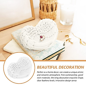 Zerodeko Angel Wings Heart Tray Trinket Earrings Ring Candy Storage Holder Candy Chocolates Jewelry Key Holder Decorative Dish Jewelry Holder White