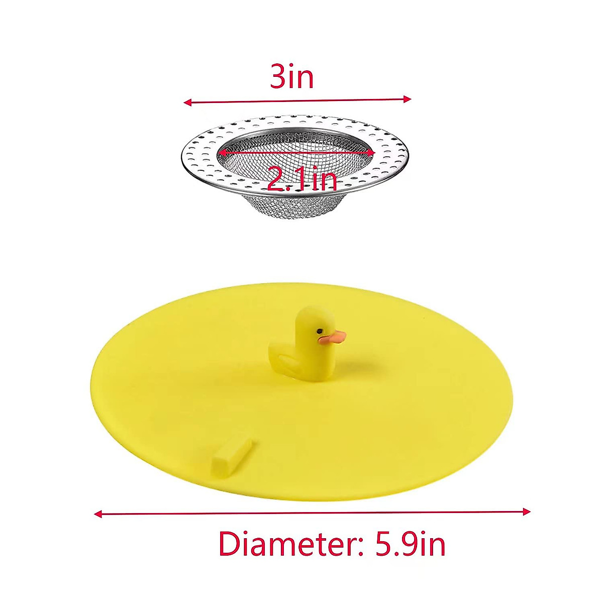 YEZILUU 2pcs, Cute silicone floor drain cover, Bathroom bathtub drain cover bathtub stopper, Kitchen sink water reservoir cover, Free floor drain strainer (Yellow - Duck + Blue - Duck)
