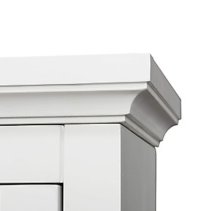 Teamson Home St. James Removable Wood Wall Cabinet 2 Doors 2 Adjustable Shelves 3 Storage Spaces, White