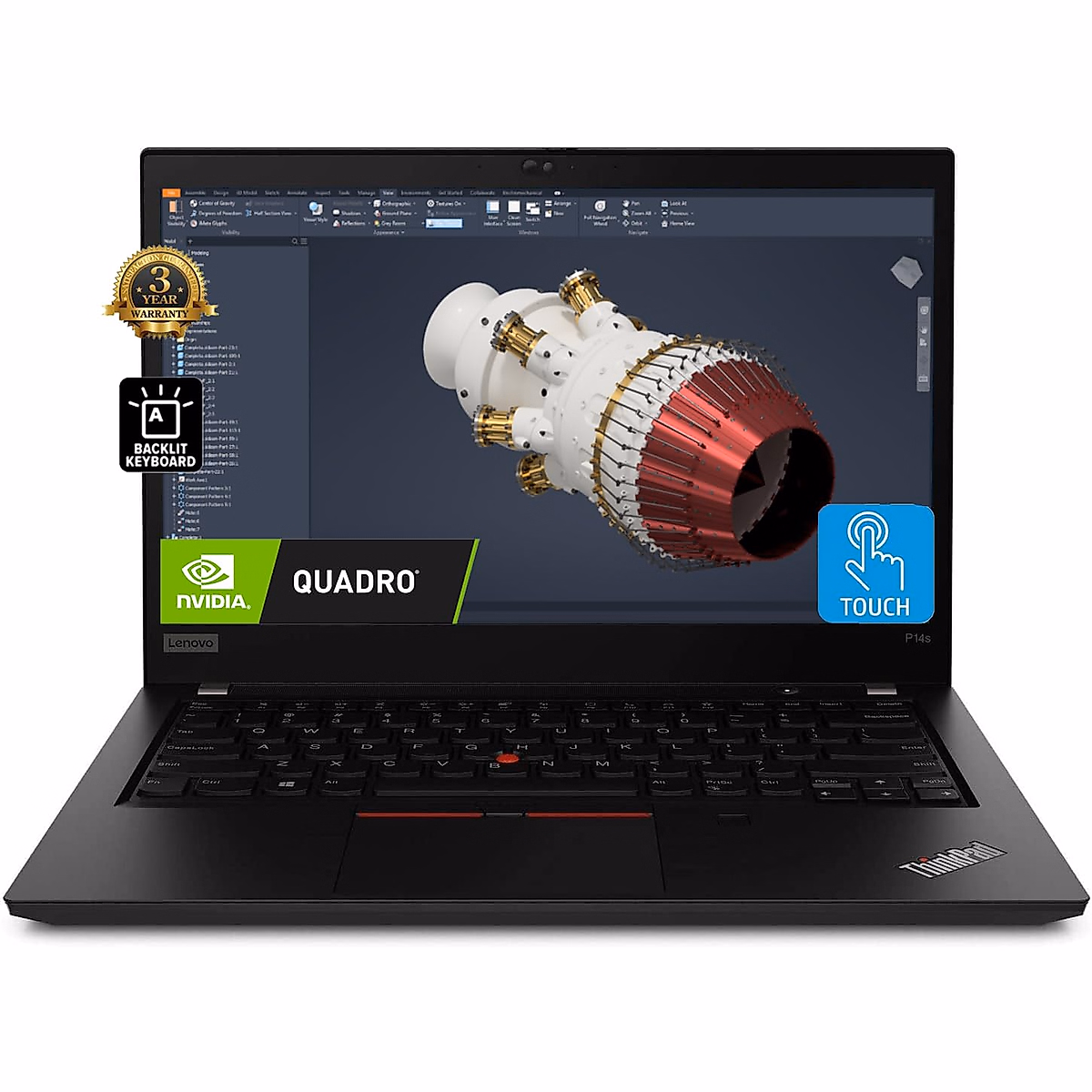 Lenovo ThinkPad P14s Mobile Workstation Laptop for Designer, Architecture, Engineering (14" FHD Touchscreen, Intel Core i7-1165G7, 32GB RAM, 2TB SSD, NVIDIA Quadro T500) 3-yr WRT, Win 11 Pro, Black