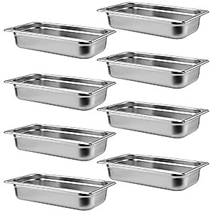 SOUJAP Steam Pan 1/3 Size x 2.5 Inch Deep, 8 Pack Stainless Steel Anti-Jamming Food Cooking Pan, Steam Table Pan, Hotel Pan for Buffet, Restaurants, Catering Supplies