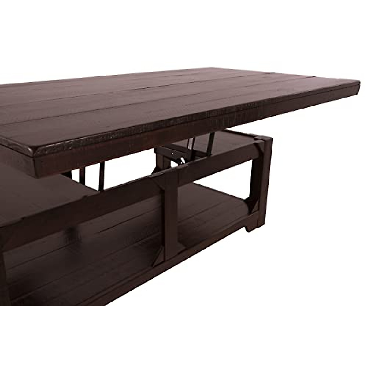 Signature Design by Ashley Rogness Rustic Rectangular Lift Top Coffee Table, Distressed Dark Brown