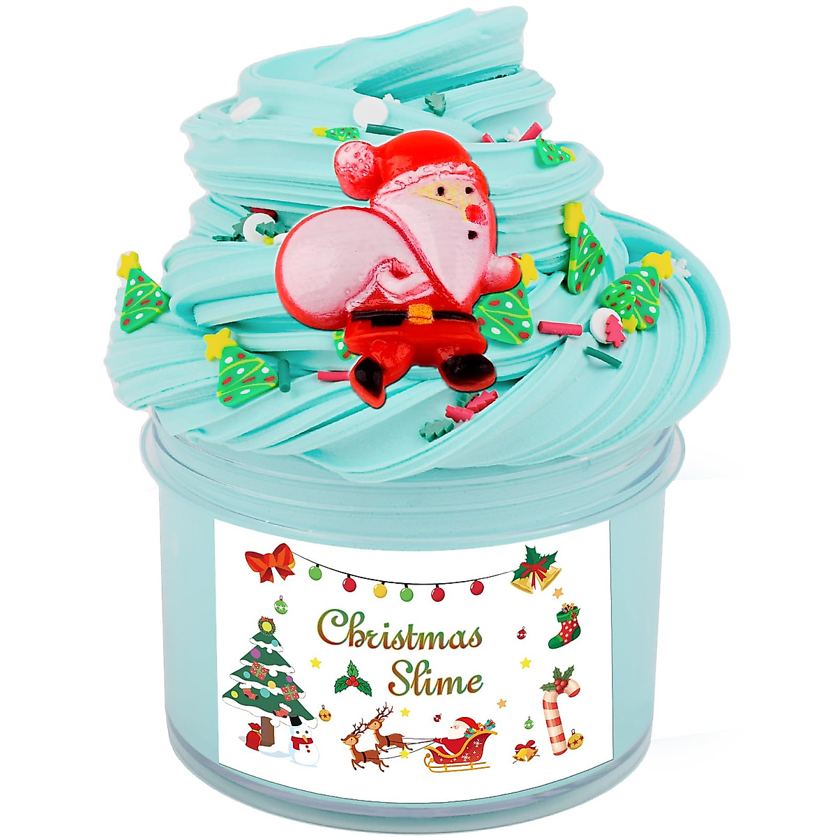 1 Pack Big Christmas Butter Slime with Cute Stitch and Santa Claus Charms,Fragrant and Elastic Toys,Scented Non Sticky,Super Soft,Party Prizes,Birthday for Boys and Girls.