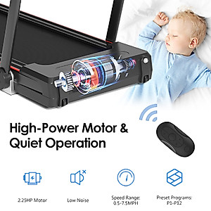 GYMAX Treadmill with Desk, 3 in 1 Under Desk Treadmill Walking Pad with Removable Desktop, LED Monitor, 12 Preset Programs, Built-in Speaker & Remote, Foldable Treadmill for Office Home Gym (Black)