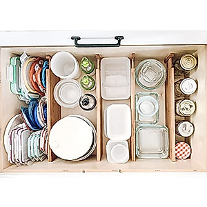 Lipper International 8897 Bamboo Wood Custom Fit Adjustable Deep Kitchen Drawer Dividers, Set of 2