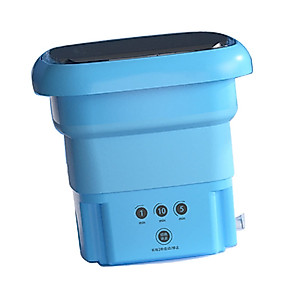 Portable Washing Machine, Foldable Mini Small Washer for Underwear, , Baby, Portable Washing Machine Dryer Comb with Drain Basket, for Apartment, Laundry, Camping, RV (Blue)