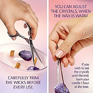 Healing Crystal Candles - Two Large Intention Candles. Amethyst Lavender and Amethyst Rose Quartz Bundle