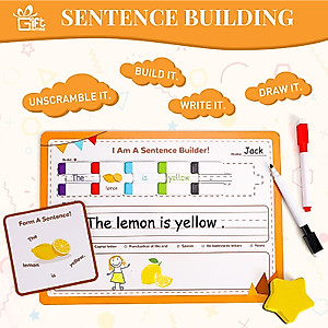 GiftAmaz 145 PCS Sentence Building for Kids, Sight Word Games Puzzle, Special Education Classroom Must Haves, Montessori Grammar Reading Game, Speech Therapy Cardboard Birthday Toys for Kindergarten