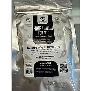 Black Henna Hair Color For All Kit | 100% All Natural Indigo Powder Hair Dye & Beard Dye (Midnight Natural Black) Organic, Herbal & Vegan Chemical & Cruelty Free Permanent Gray Coverage & Tinting