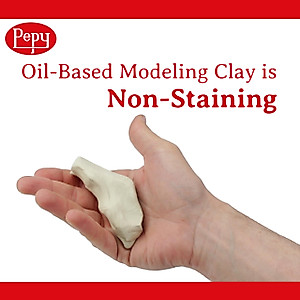 Pepy Reusable and Non-Drying Oil-Based Plasticine Modeling Clay, Cream, 2 Pounds, Sulfur-Free & Non-Toxic, Great for Kids, Beginners, and Artists, Perfect for Arts and Crafts Projects