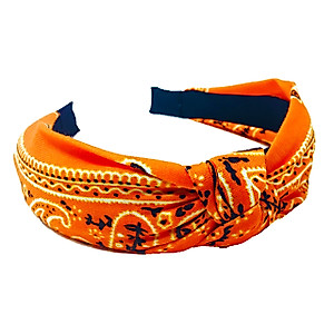 Shimmer Anna Shine Halloween and Fall Orange Bandana Headbands and Scrunchies for Women and Girls (Orange Knotted Bandana)