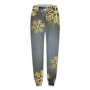Black of Friday Deals 2023,Ugly Print Womens Wide Leg Sweatpants Christmas Print Drawstring Workout Active Joggers Christmas Tree Print Lounge Running Sweatpants Grey XL