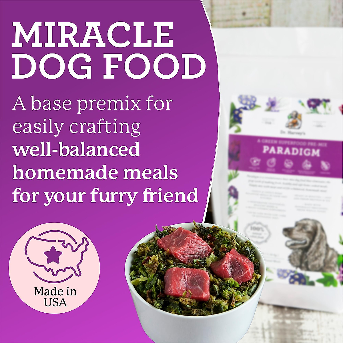 Dr. Harvey's Paradigm Green Superfood Dog Food, Human Grade Dehydrated Grain Free Base Mix for Dogs, Diabetic Low Carb Ketogenic Diet (Trial Size 5.5 oz)