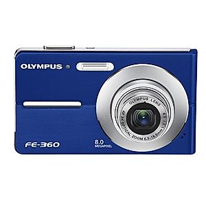 Olympus FE360 8MP Digital Camera with 3x Optical Dual Zoom (Blue)