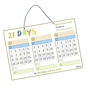 21 Days - Dry-Erase Habit Tracker to Build Good Habits and Routines - Hanging Chart