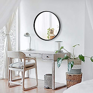 ZenStyle Black Circle Wall Mirror 18 Inch Round Wall Mirror with Metal Frame for Entryways, Bathrooms, Living Rooms, Wall Decor, Farmhouse, Makeup Vanity (Black, 18" x 18")