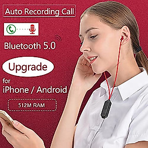Wireless Bluetooth Call Recorder Device, Cellphone Phone Conversation Recording Headphone Voice Recorder Function Earphone for Android iPhone iPad Skype Whatsapp Audio Calls