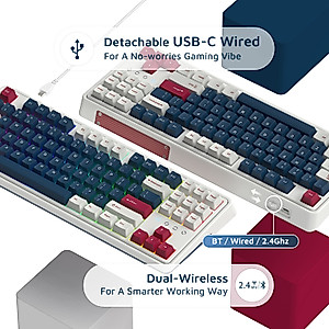 FL CMK87 80% TKL Wireless Mechanical Keyboard, Clear Tactile Kailh Box White, 87 Keys & PBT Keycaps, Rigid Programmable Rechargeable Hot-swap, Marvelous Retro