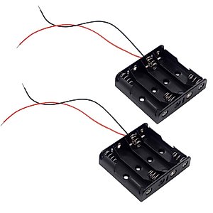 LampVPath (Pack of 2 4 AA Battery Holder, 4 AA Battery Holder with Leads, 4 AA Battery Holder with Wires