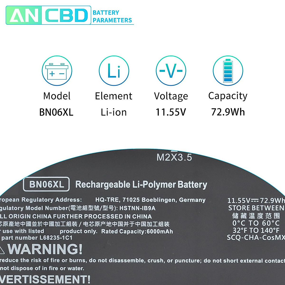 ANCBD BN06XL Laptop Battery for HP Spectre X360 15-eb000 15-eb1083NR 15-eb0000NS 15-eb1005TU 15-eb0003TX 15-eb0004TX 15-eb0007TX Series BNO6XL BN06072XL L68235-1C1 HSTNN-IB9A 68299-0055 11.55V/72.9Wh.
