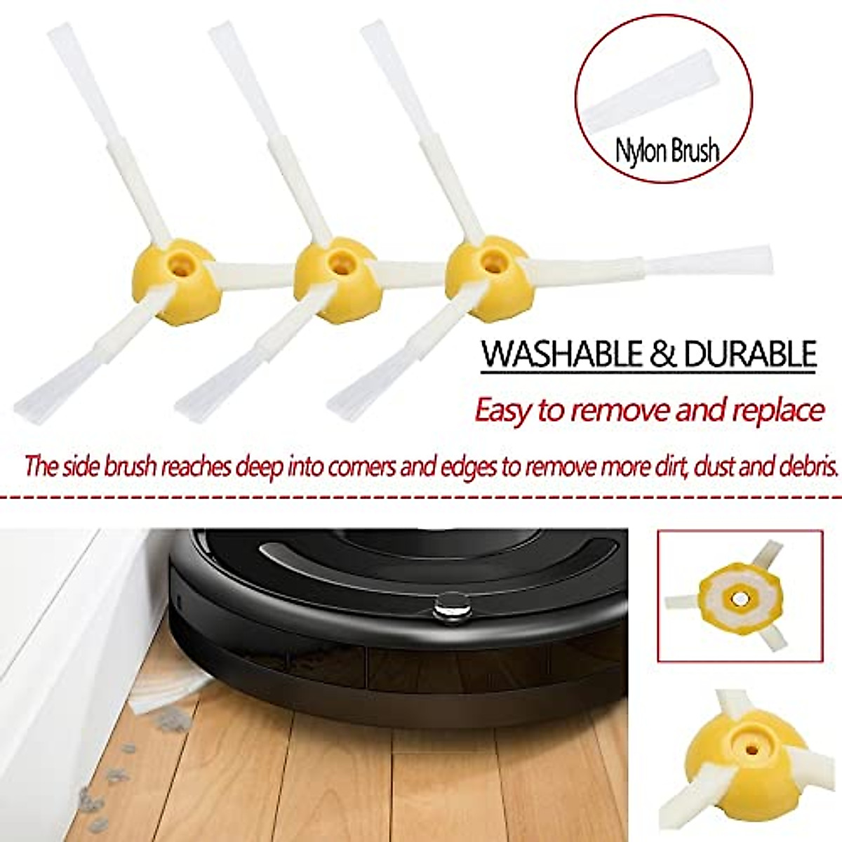 Replacement parts Compatible for iRobot Roomba 675 677 671 655 645 Robotics,Filter,Side Brush,Bristle and Flexible Beater Brush, Cleaning Tool and Screw