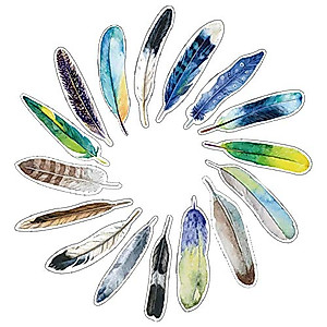 Koogel 60 Pcs Feather Bookmarks Colorful Feather Shape Paper Bookmarks for Reading