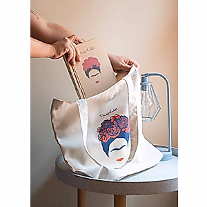 Official Frida Kahlo Cotton Tote Bag - Cotton Shopping Bag - 14x15x4 inches | 37x39x10 cm - Canvas Bag - Cotton Bag - Gift Bag - Eco Friendly Gifts - Cute Tote Bag