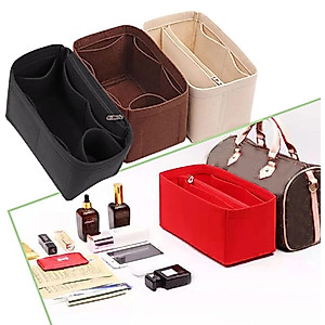 Lckaey Purse Inserts for Speedy 35 Organizer Insert, for monogram bag, HandBag protective insert Tote Bag and hand bag protector, organizer insert 1083Coffee-XL