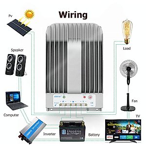 EPEVER Tracer 2215BN 20A MPPT Controller 12V/24V Auto,Max 150V, 260W/520W Input with LCD Display for Sealed, Gel, Flooded Lead-Acid Battery