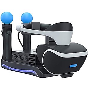 Skywin PSVR Stand - Charge, Showcase, and Display Your PS VR Headset and Processor - Compatible with Playstation PSVR - Showcase and Move Controller Charging Station