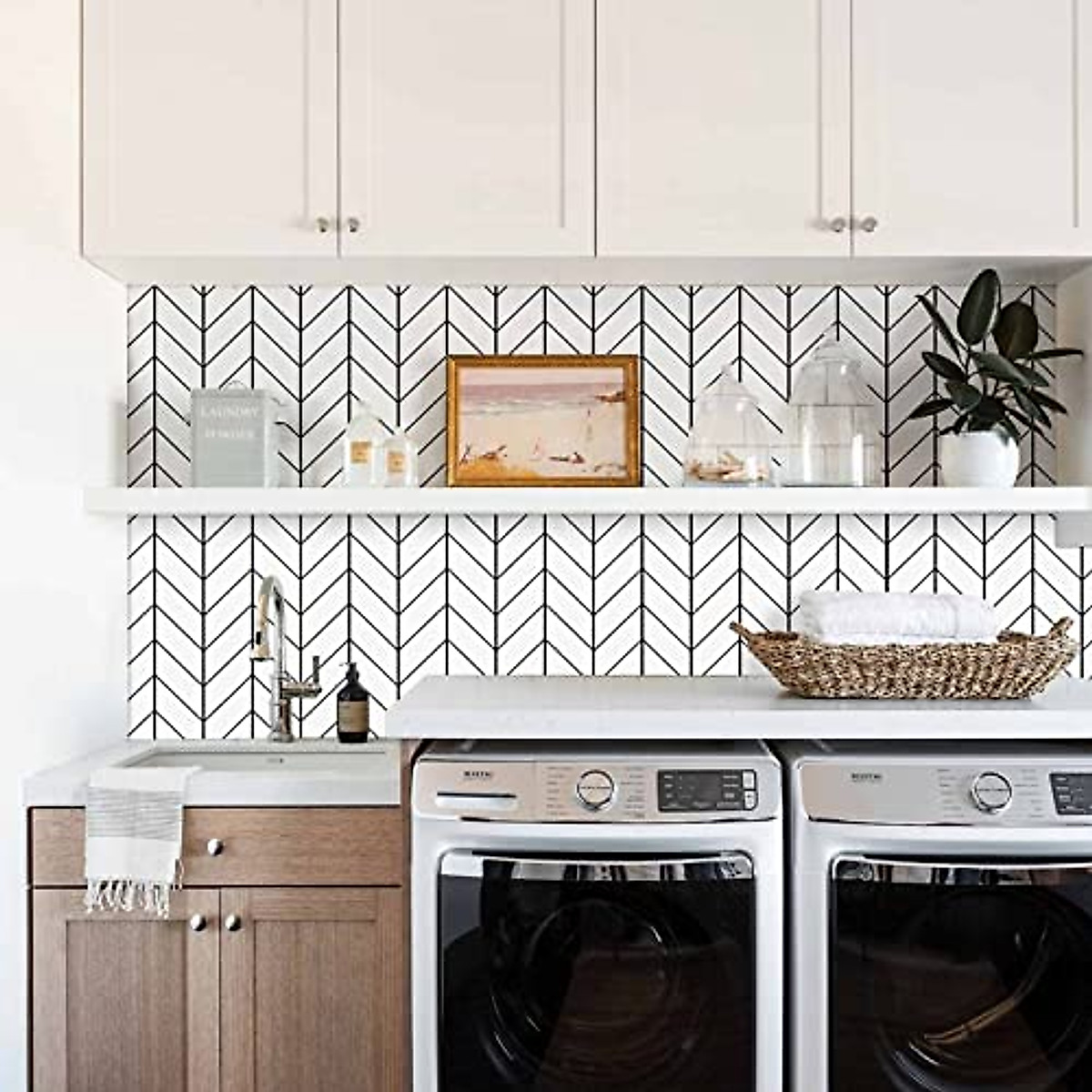 LXCREAT Removable Wallpaper Forgiving Black/White Stripes Peel and Stick Wallpaper 17.71 in X 118 in Modern Self Adhesive Vinyl for Home Renovation