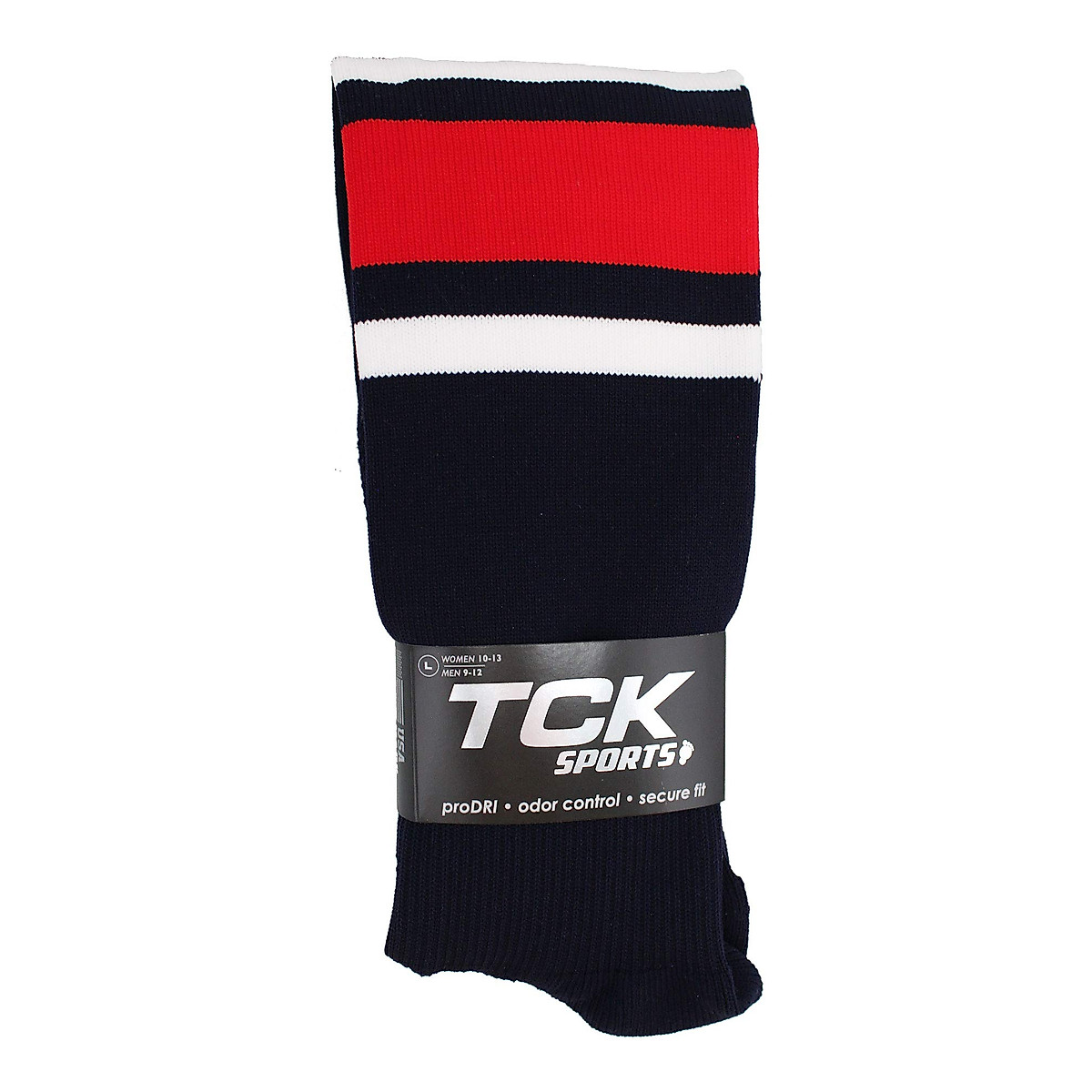 TCK Performance Baseball/Softball Socks (Navy/White/Scarlet, Medium)