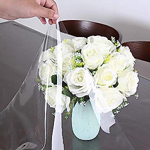 sancua Clear Plastic 100% Waterproof Tablecloth - 60 x 84 Inch - Vinyl PVC Rectangle Table Cloth Protector Oil Spill Proof Wipe Clean Table Cover for Dining Table, Parties & Camping, Crystal Clear