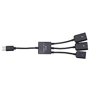 PANUSBGHUB Portable USB-C/Type-C Male to Dual USB Ports Female + Micro USB Female Mini Cable Hub Splitter Adapter