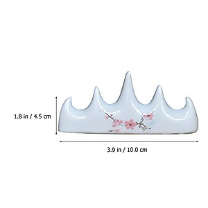 NUOBESTY Paint Brush Rest Stand 2pcs Calligraphy Brush Holder Rack Ceramic Brush Pen Rest Chopsticks Holder Wave Design for Chinese Japanese Calligraphy Practice Supplies Ceramic Chopsticks Rest