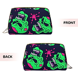 Womens Cosmetic Bag Compatible With Cool Funny Zombie Skull, Makeup Bag Pouch, Luxury Portable Coin Purse Travel Bags Case, Lightweight Pencil Pen Organizer, Water Resistant Bag with Zipper
