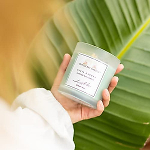 Healing Crystal Candle - 10oz Handmade Soy Candle with Crystals and Flowers Inside | Spiritual Gifts for Women | Elegantly Packaged in a Gift Box with a Real Ribbon. (Pink Champagne)