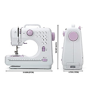 Mini Sewing Machine by Kalatic (Including Extension Table and Sewing Supplies Set) - Small Electric Overlock Sewing Machines with 2 Speed 12 Built-in Stitch Patterns KT-005-A16