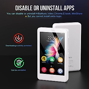MP3 Player with Bluetooth and WiFi，MECHEN 3.5" Full Touch Screen Mp3 Mp4 Player with Speaker，Android Portable Digital HiFi Sound Music Player with FM Radio,Recorder, Ebook,Browser. (H1-White)