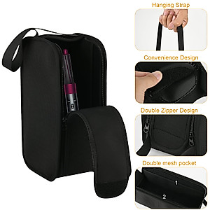 Beautyflier Travel Case Compatible with Dyson Airwrap Styler, Hair Dryer Brush Holder Portable Storage Bag Travel Organizer for Airwrap Styler and Attachments, Black Carrying Case for Shark Flexstyle