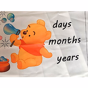Baby Monthly Milestone Blanket Newborn Photo Props Shoots Backdrop Personalized Animal Yellow Bear Pink Elephant Blowing Bubbles Photography Growing Infants Toddlers Soft Fleece Swaddle Blanket