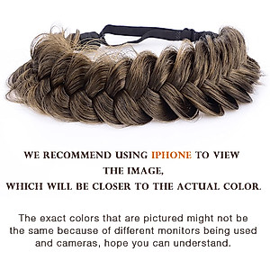 DIGUAN Messy Wide 2 Strands Synthetic Hair Braided Headband Hairpiece Women Girl Beauty accessory, 62g/2.1 oz (Dark Brown)