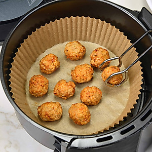 100 Pcs Air Fryer Disposable Paper Liner, 6.7-inch Air Fryer Liners, Non-stick Parchment Paper Rounds for Frying, Baking, Cooking, Roasting and Microwave - Unbleached, Oil-proof Steam Paper
