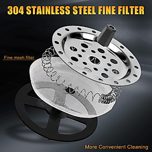 Chiallco Mini French Press Coffee Maker, Heat Resistant Thickened Borosilicate Classic Glass Stainless Steel Coffee Press, 12OZ Heat Cold Brew Coffee Pot Tea Press for Kitchen Travel Camping，Black