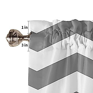 Artwork Store Valances Windows Curtain Simple Chevron Zig Zag Gary and White Ripple Kitchen Valances Rod Pocket Window Treatment Short Curtains Valance for Window 1 Panel,42 by 18 inches