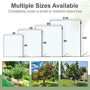 Homoda Fruit Tree Netting Cover with Zipper and Drawstring, 2 Packs 8 x 8 ft Insect Bird Barrier Netting for Garden Protection, Ultra Fine Mesh Garden Netting