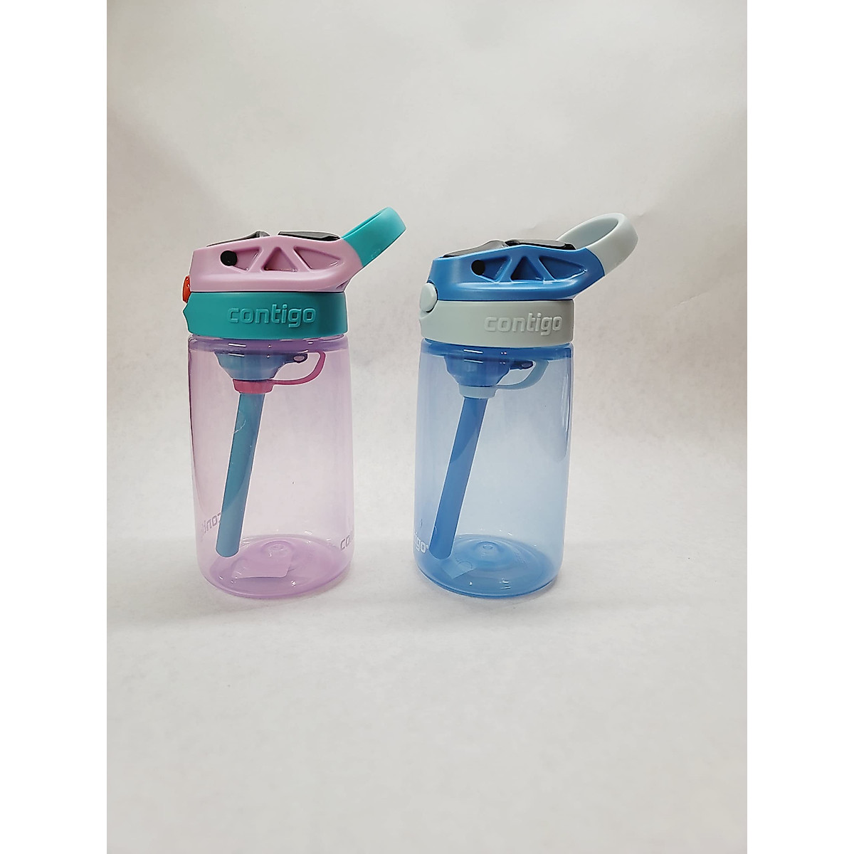 Contigo Kids Autospout Water Bottle, 2 Pack - Plastic, 14oz - Leak and Spill Proof Bottles, Ideal for Travel and Activities, Easy-Clean - Cotton Candy/Grape Sorbet