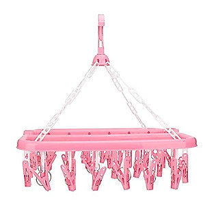 Clip and Drip Hanger, Multi-Function Clip and Drip Drying Rack, Household Tools Clothes Drying Racks for Socks for Underwear(Pink)
