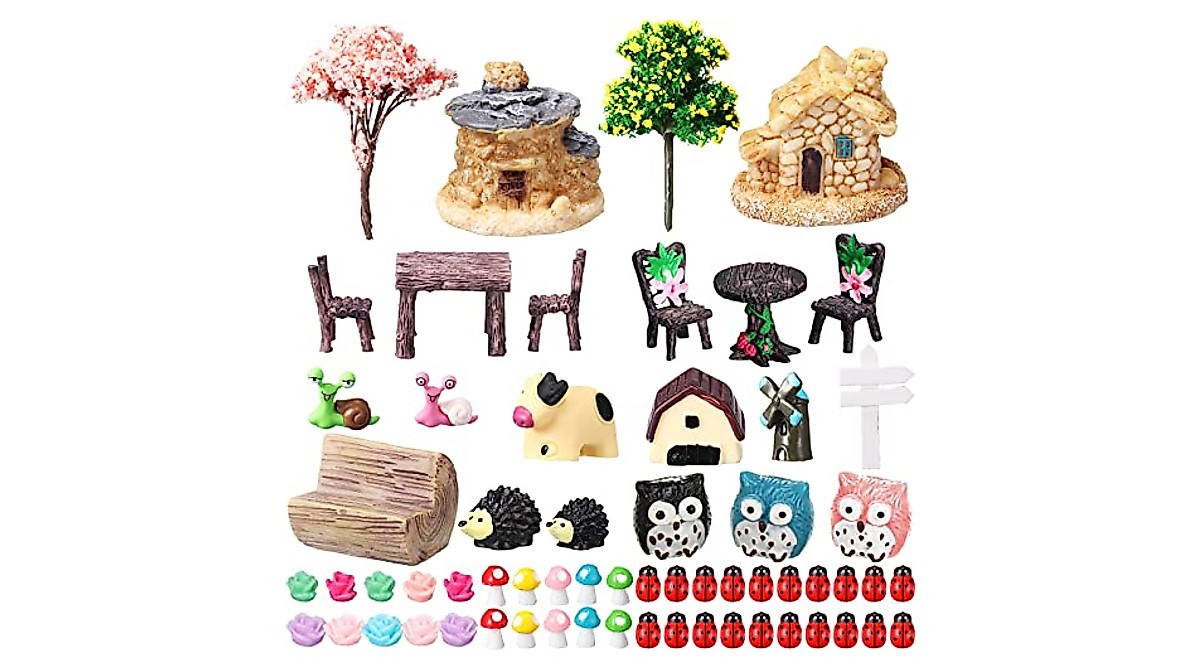 Miniature Fairy Garden Accessories Kit | Create Micro Gardens & Dollhouses