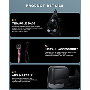 OCPTY Towing Mirrors with Power Heated Left Right Side Tow Mirrors Compatible with for Chevy 2014-2018 for GMC 2014-2018 with Running Lamp Black housing